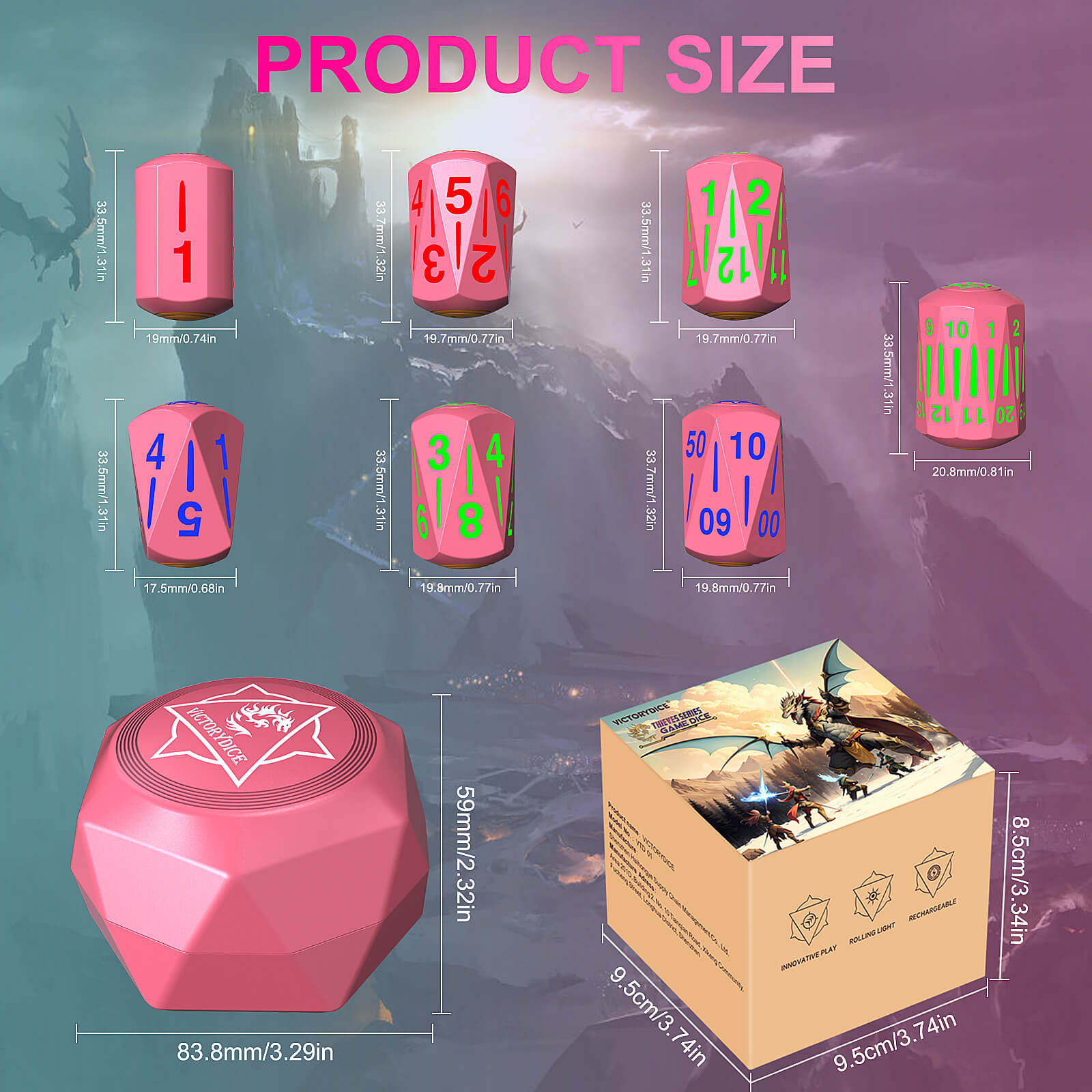 Light Up Silica Gel DND Dice Sets Great RPG/D and D Accessories Gifts ...