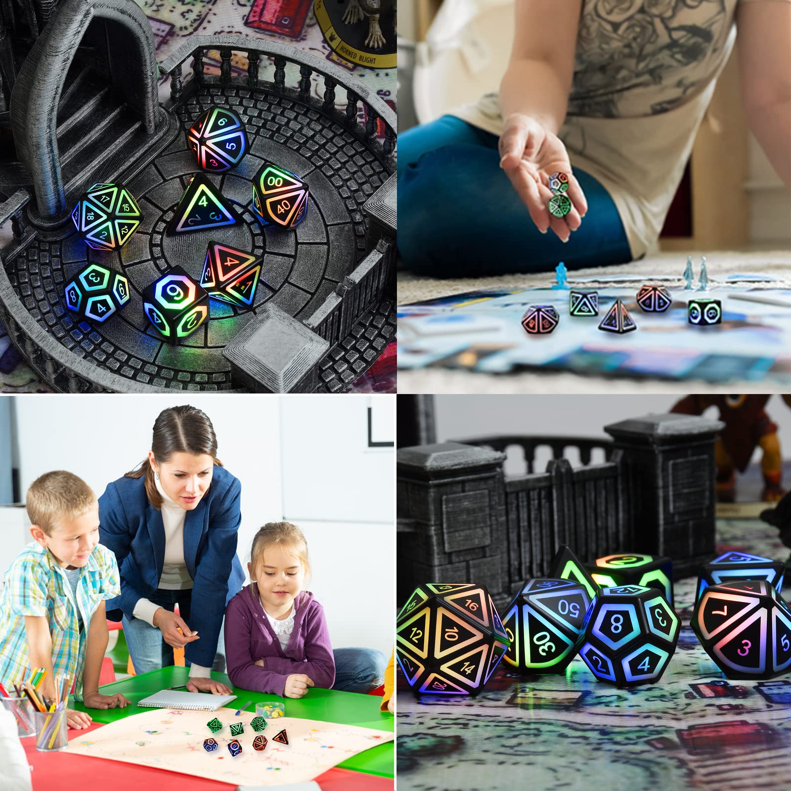 LED DND Dice Rechargeable Glowing Dice Electronic Dice Set with ...