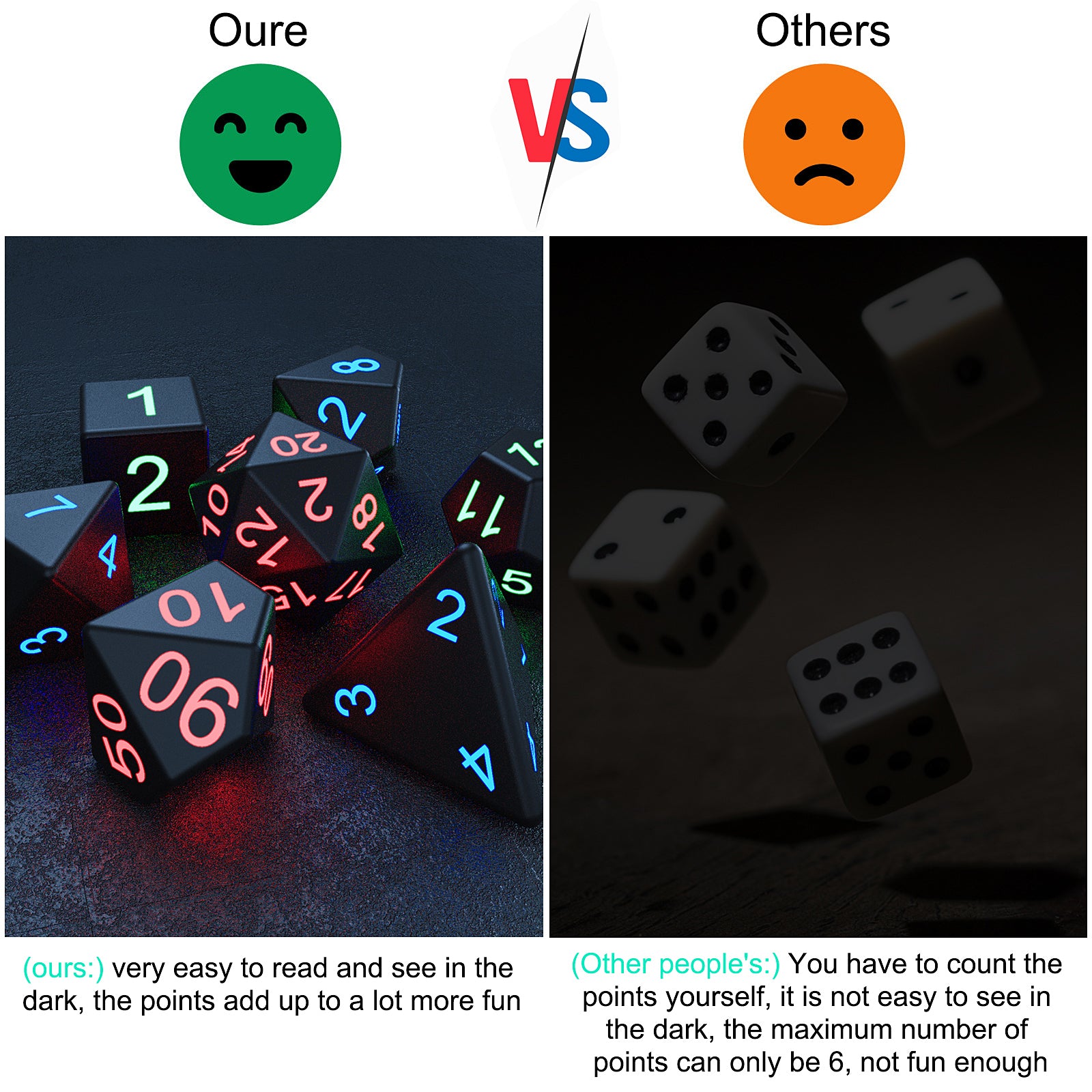 Glowing DND Dice Set Polyhedron Cool DND Dice With Charging Box ...