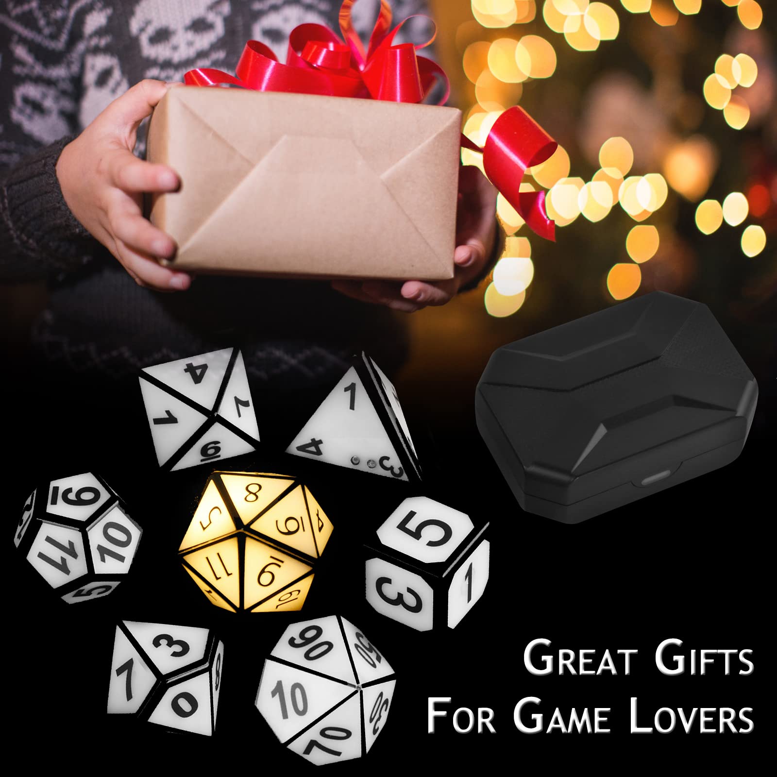 Light up LED DND Dice Sets of 7 Pack Rechargeable Electronic Dice with ...