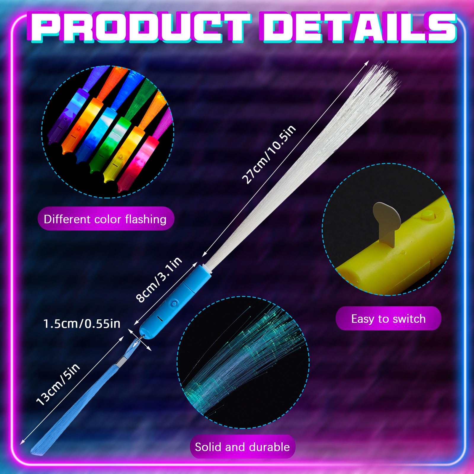 Assorted Fiber Optic Wands Bulk Lightup Wand 3 Flashing Models Sticks ...
