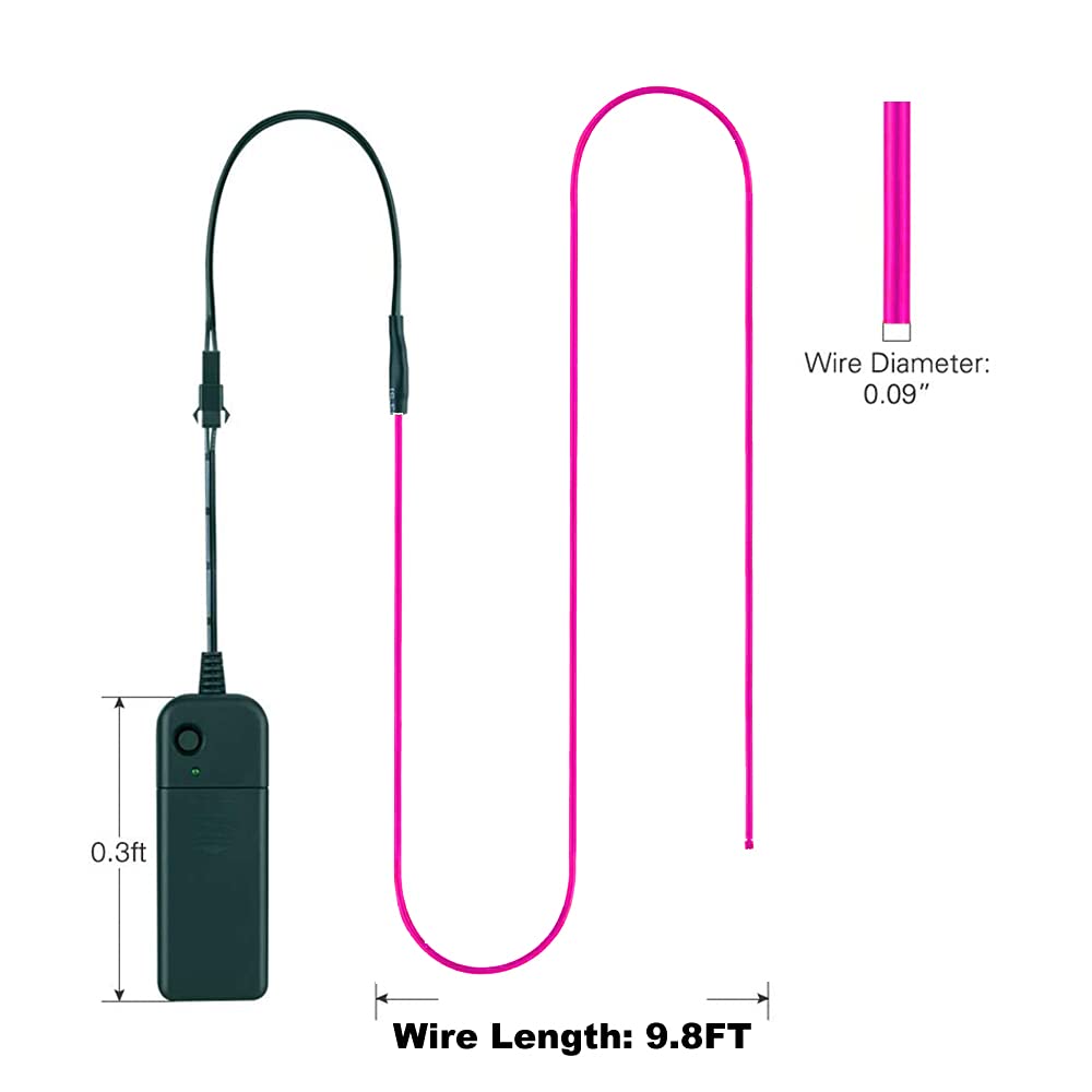 Pink Festive Rope Lights 9.8ft/3m Strip Light EL Wire Flexible DIY Ele ...