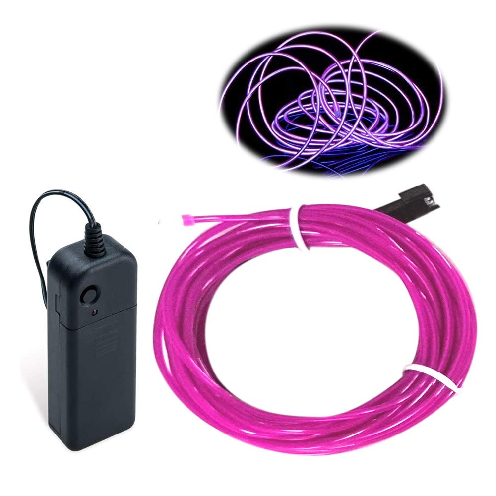 Purple El Wire Light with Battery Pack 9.8ft/3m Glowing Rope Lights fo ...