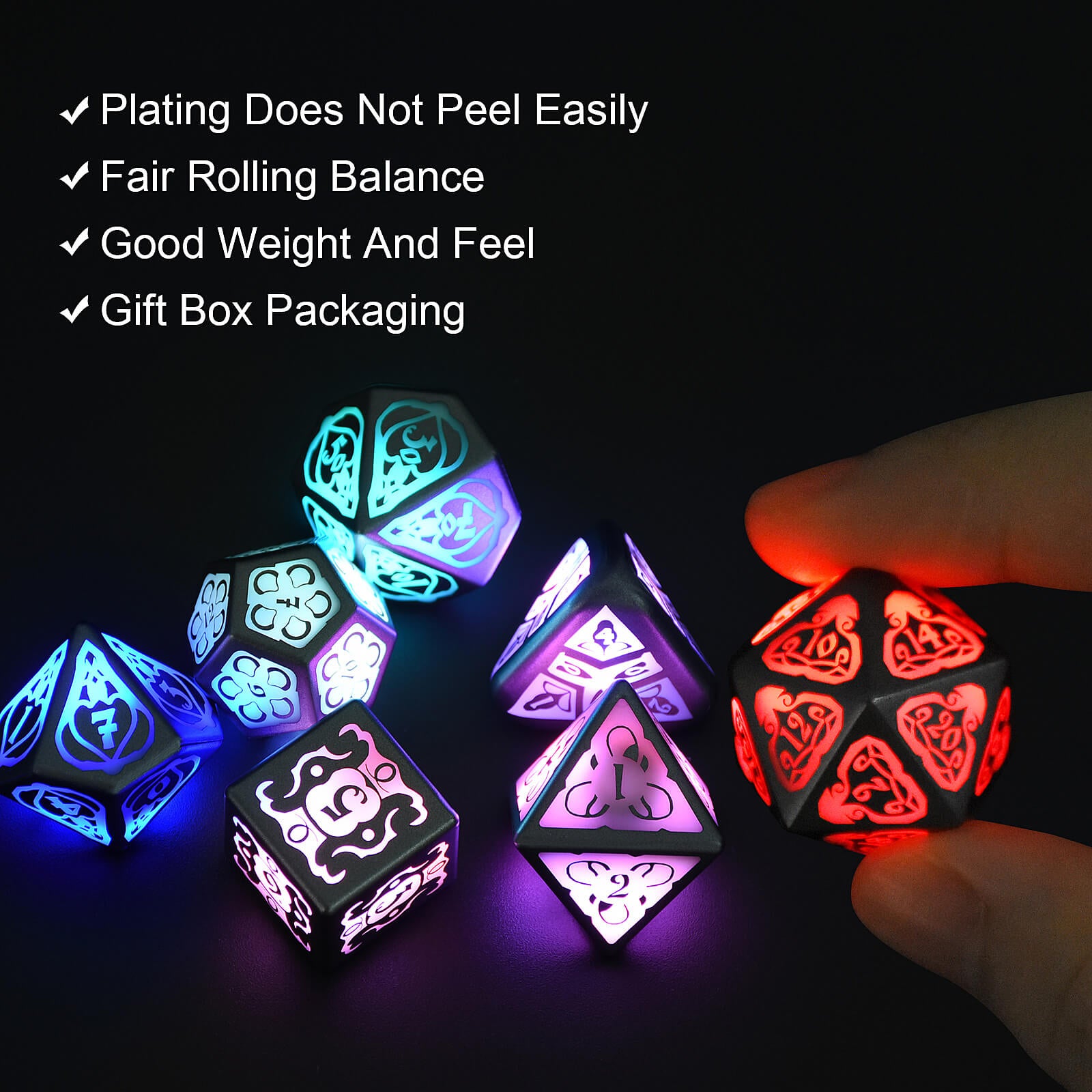 Thorn DND Dice Sets 7PCS Glowing LED D&D Dice Light Up Polyhedral Dice ...